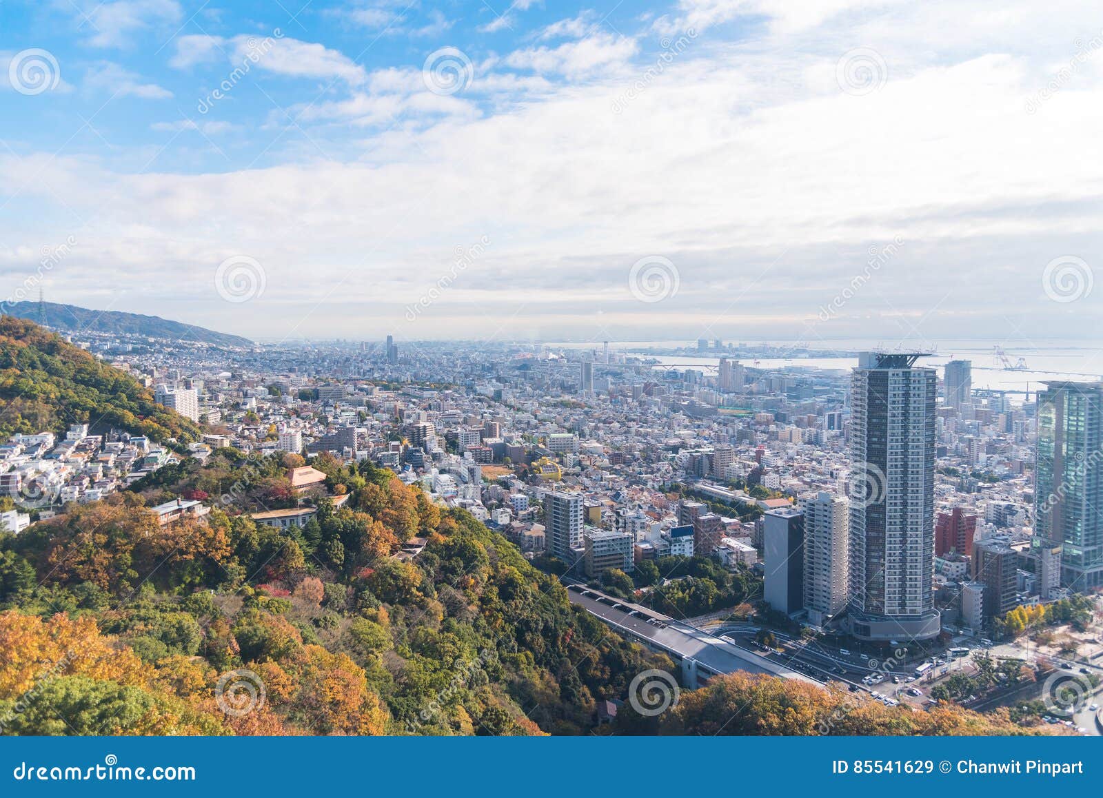 Aerial View of Kobe City in the Autumn Stock Image - Image of ...