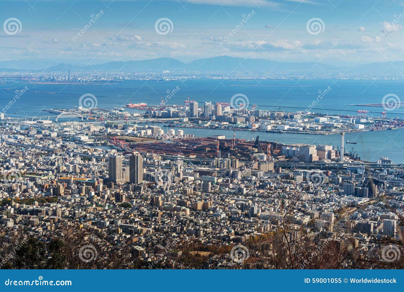 Aerial view of Kobe City stock image. Image of maya, port - 59001055