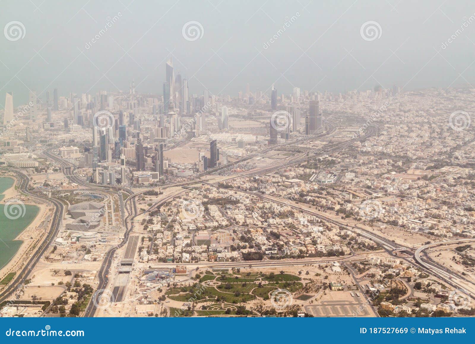 Aerial view of Kuwait stock image. Image of high, skyline - 187527669