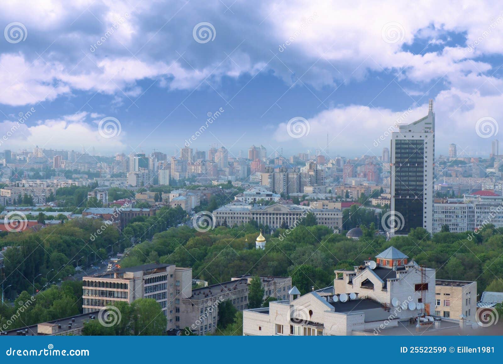 Aerial View on Kyiv, Ukraine Stock Image - Image of blue, church: 25522599