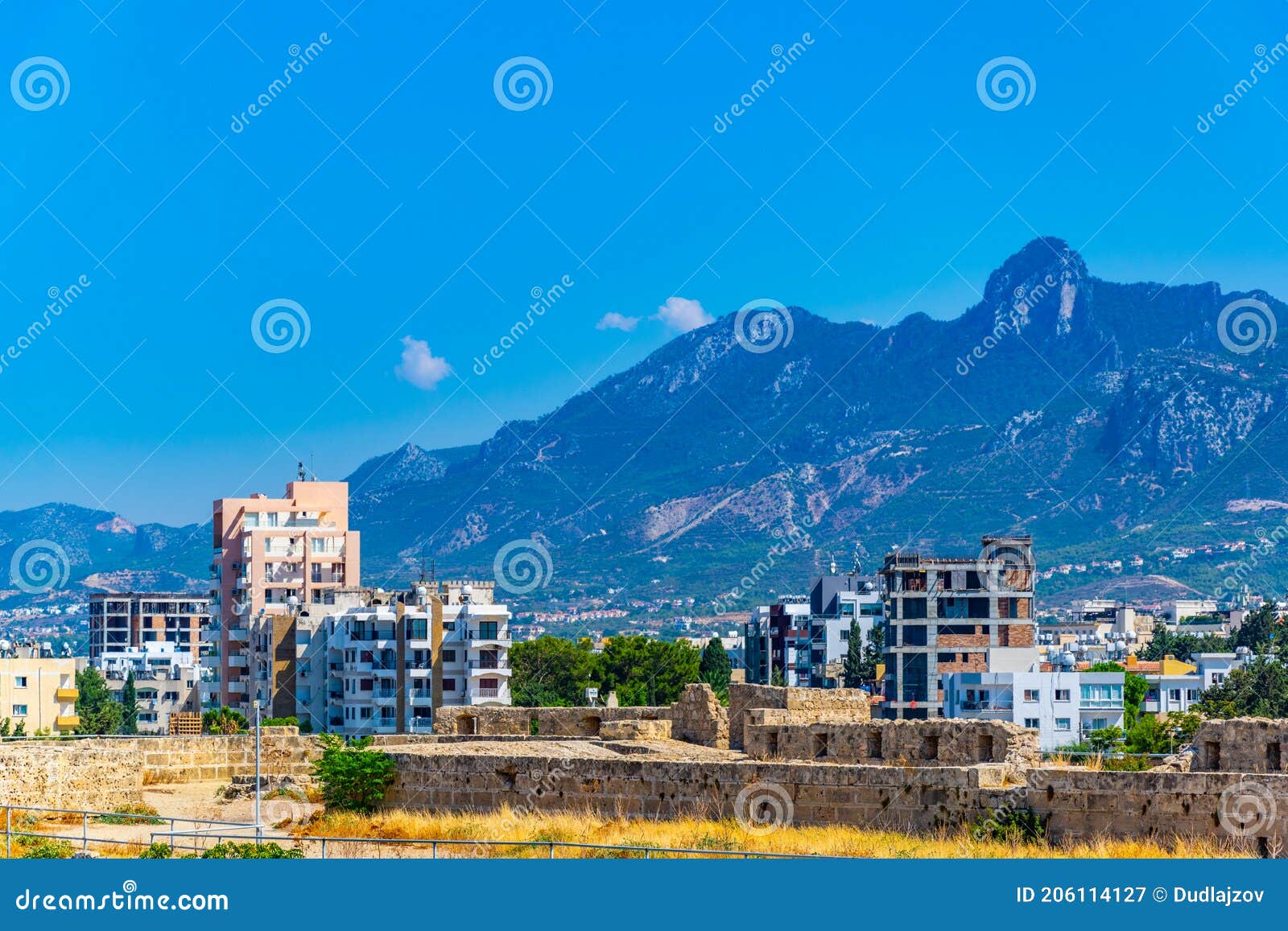 Aerial view of Kyrenia stock image. Image of panorama - 206114127