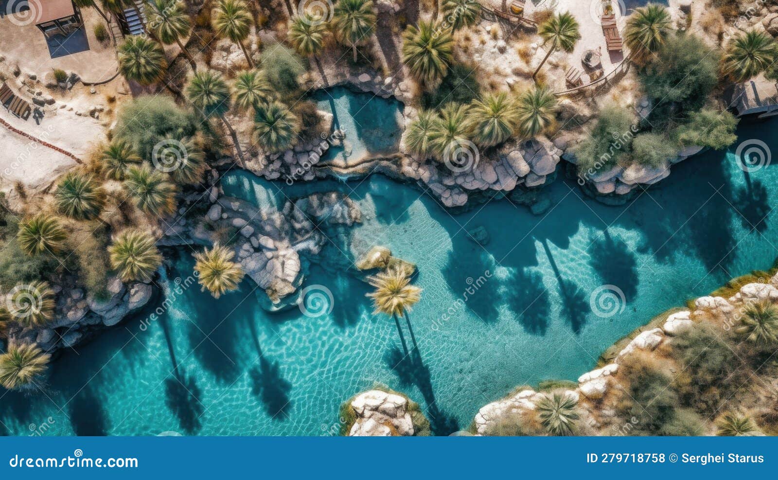 An Aerial View of a Lagoon with Palm Trees. Generative AI Image. Stock ...