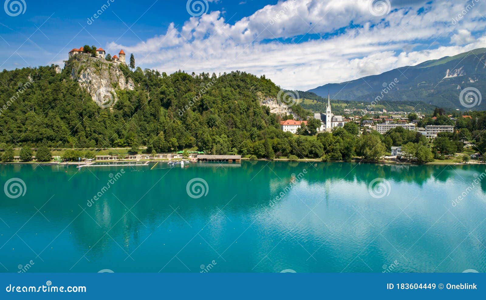 Aerial View of Lake Bled stock image. Image of panorama - 183604449