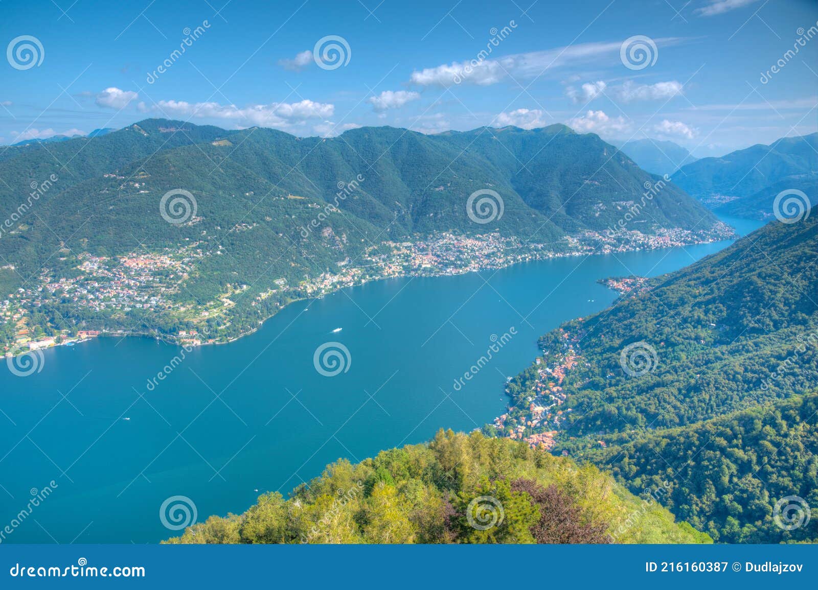Aerial View of Lake Como from Volta Lighthouse in Italy Stock Image ...