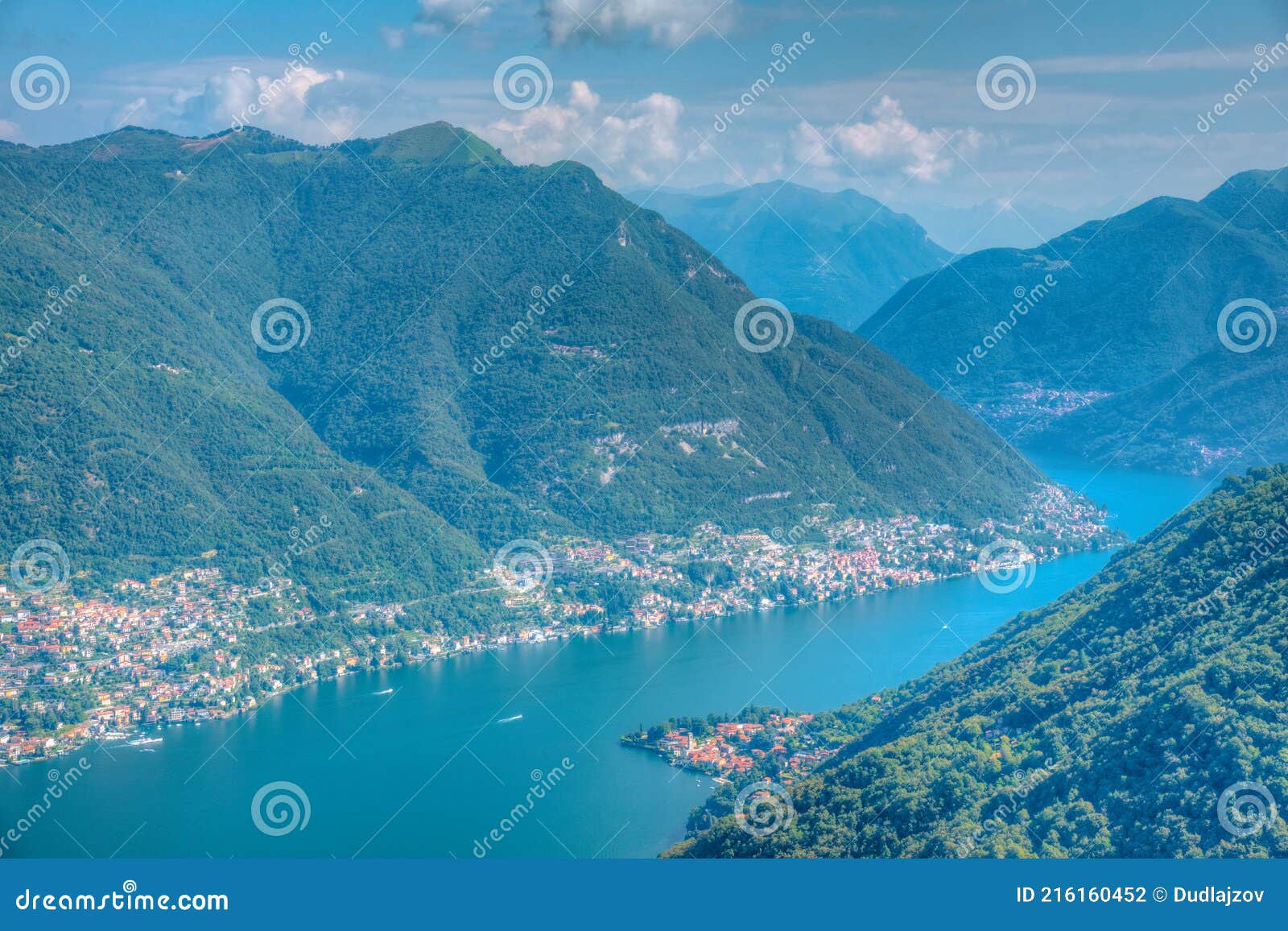 Aerial View of Lake Como from Volta Lighthouse in Italy Stock Photo ...