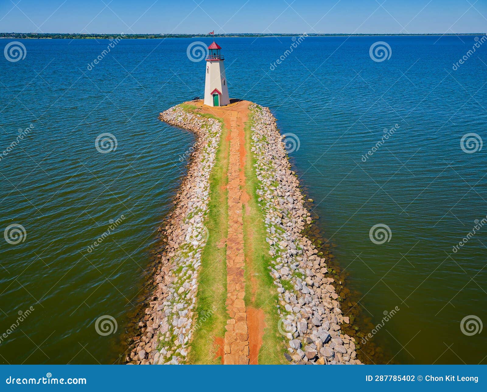 Aerial View of Lake Hefner Lighthouse Stock Photo - Image of sunny ...