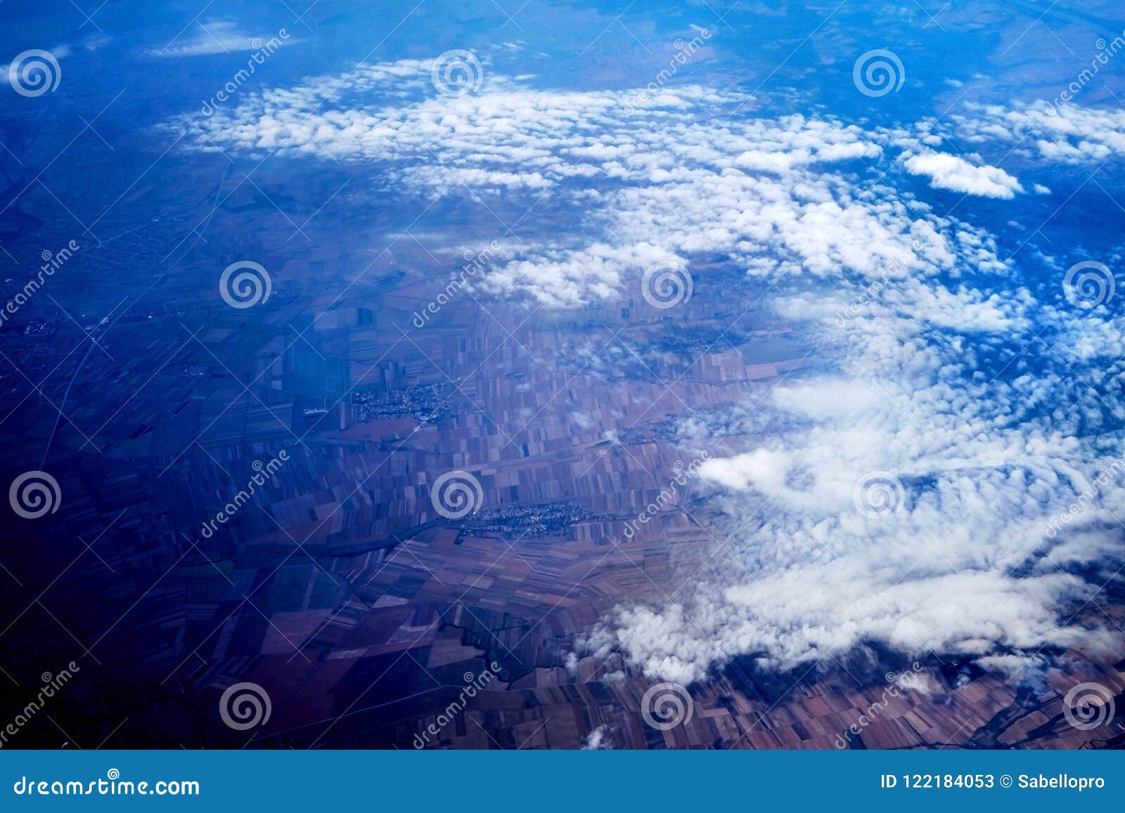 Aerial View of the Land, Fields, and Clouds Stock Image - Image of ...