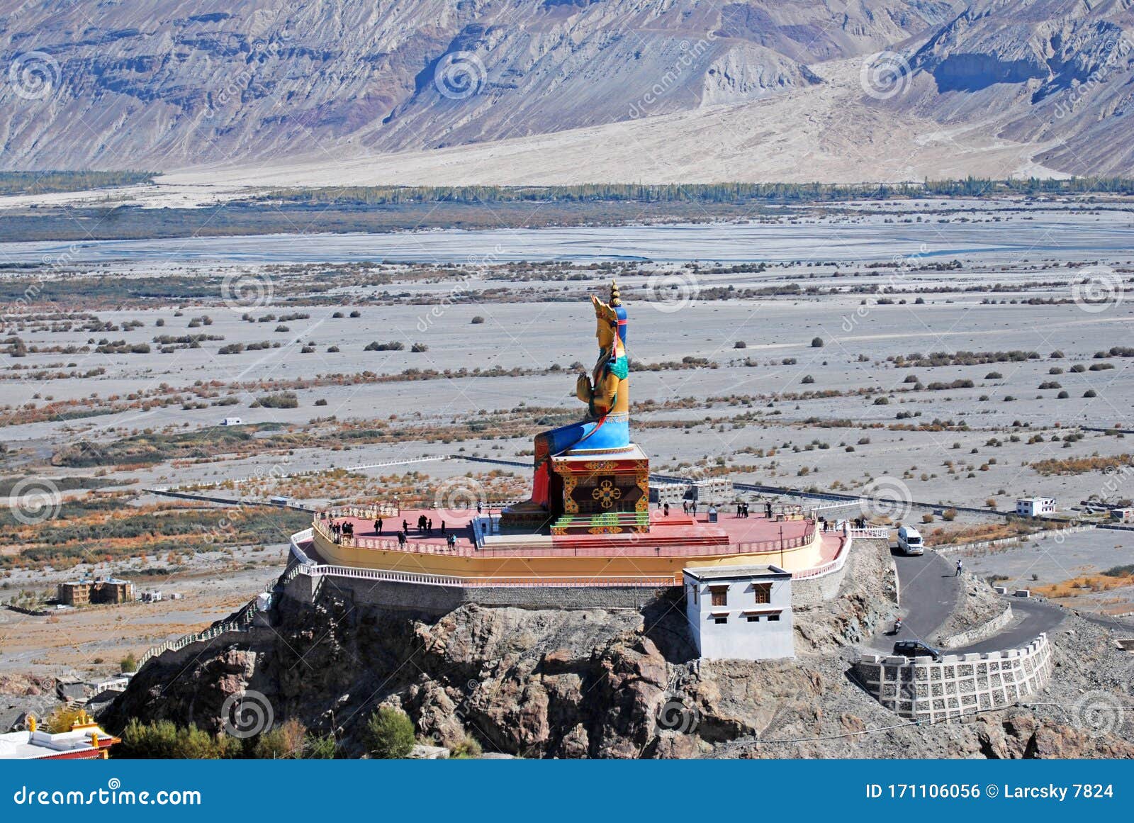 Aerial View of Landscape Ancient Diskit Monastery Also Known As Deskit ...