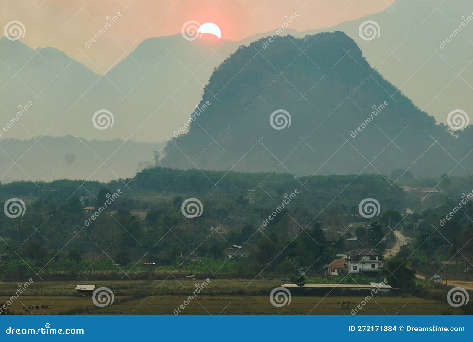 Aerial View of Laos Countryside Stock Photo - Image of river, baloon ...