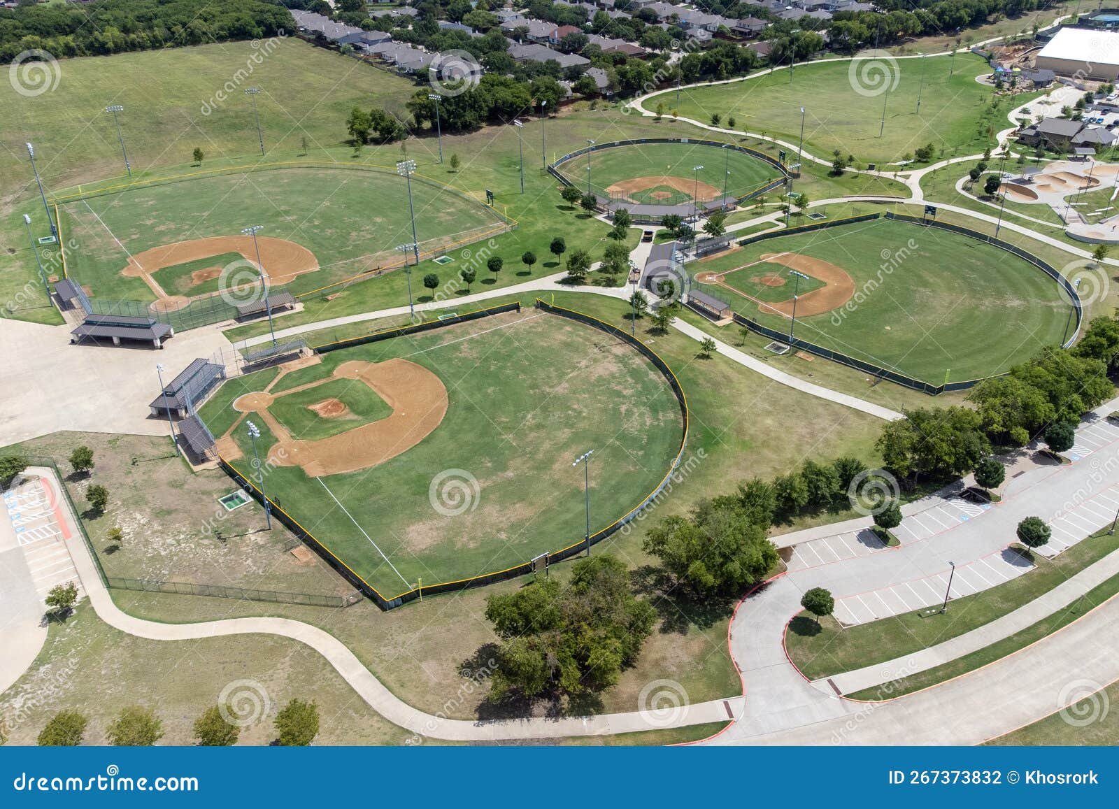 Aerial View a Large Baseball Stadiums in the Summertime. Stock Photo ...