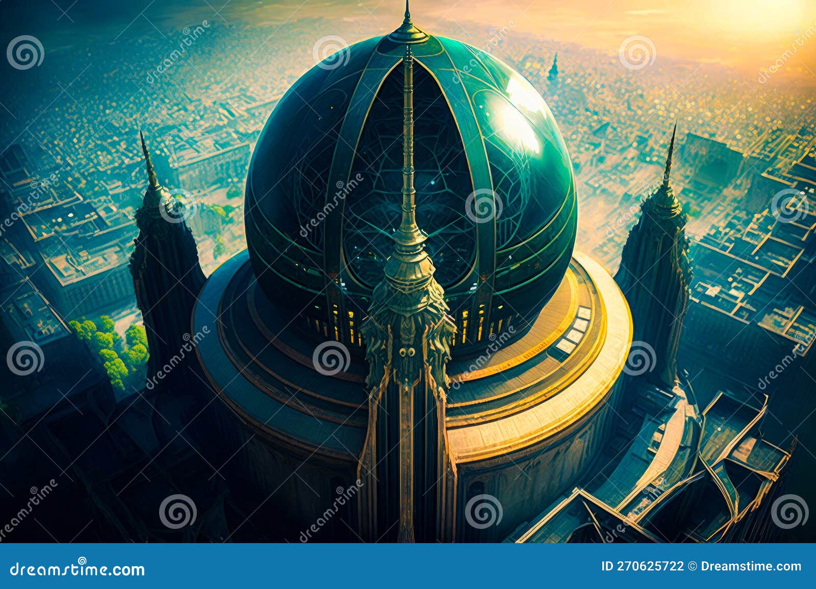 An Aerial View of Large Building with Dome Generative AI Stock ...