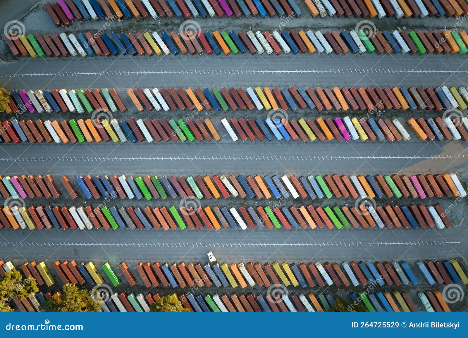 Aerial View of Large Cargo Container Yard with Rows of Freight ...