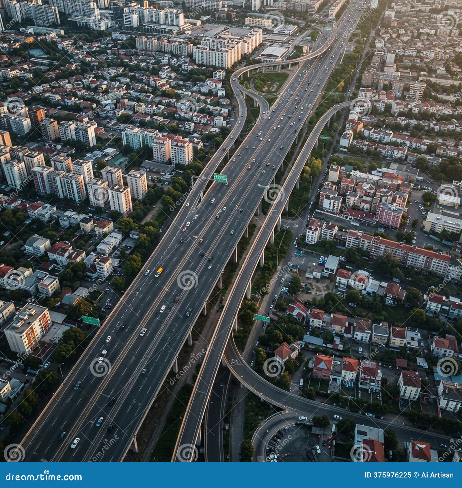 Cloverleaf Highway Interchange With Curved Roads And Lane Markings ...