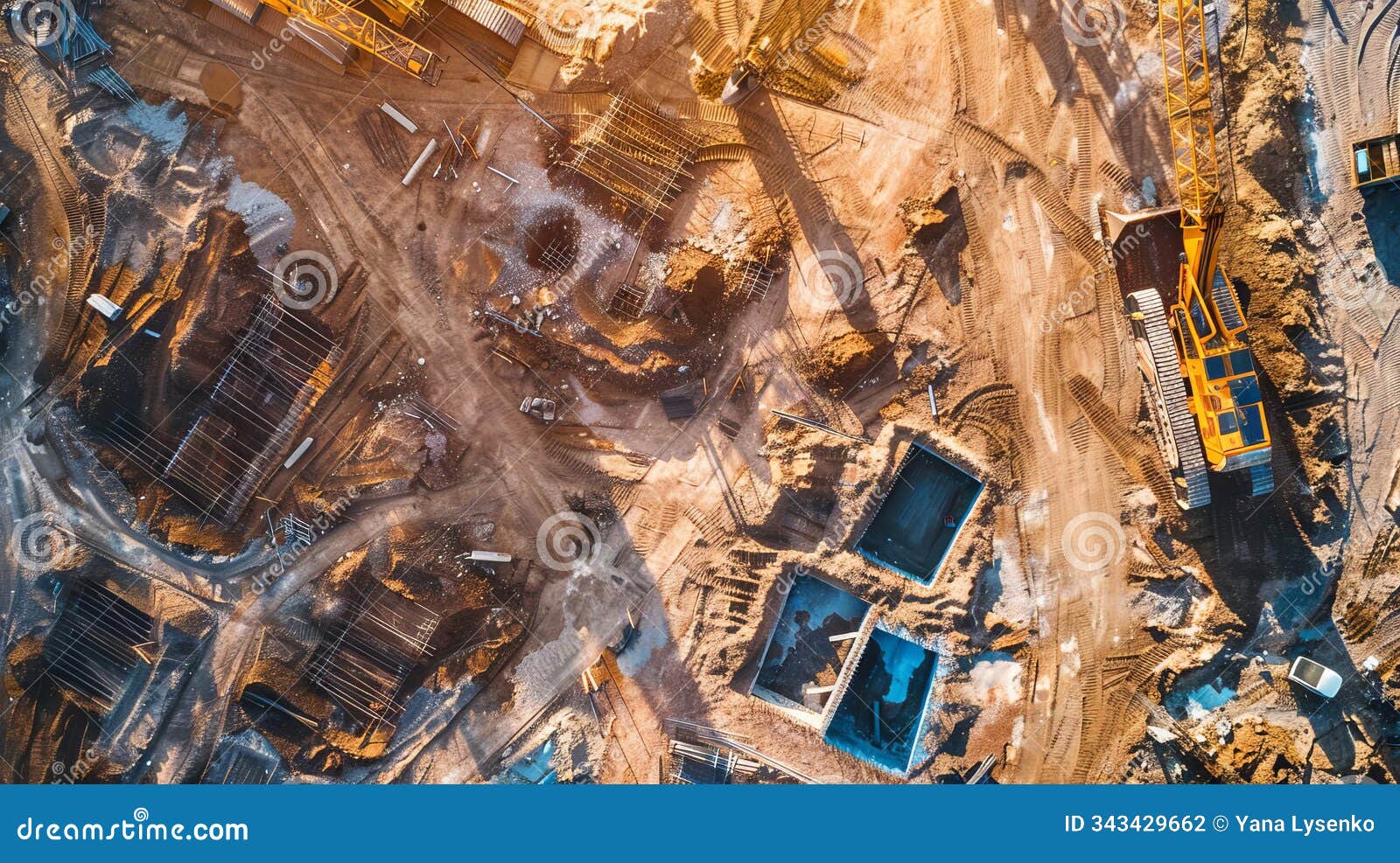 Aerial View of a Large Construction Site Undergoing Development ...