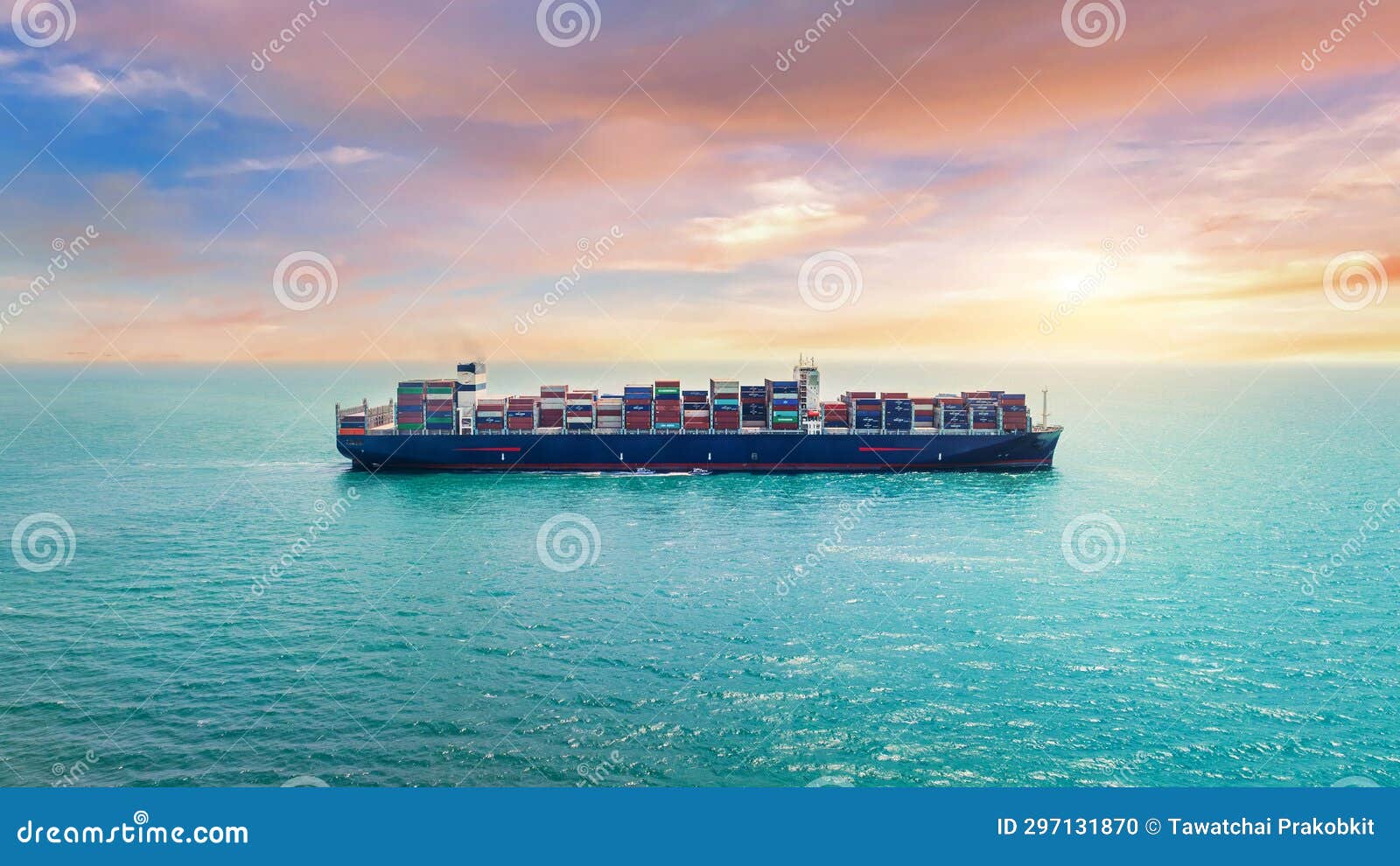 Aerial View of a Large Container Cargo Ship in Ocean Stock Photo ...
