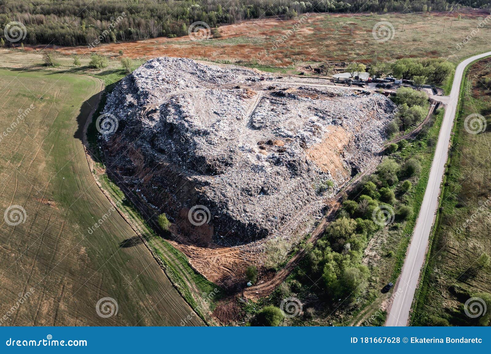 Aerial View of a Large Garbage Heap at a Landfill. Environmental ...