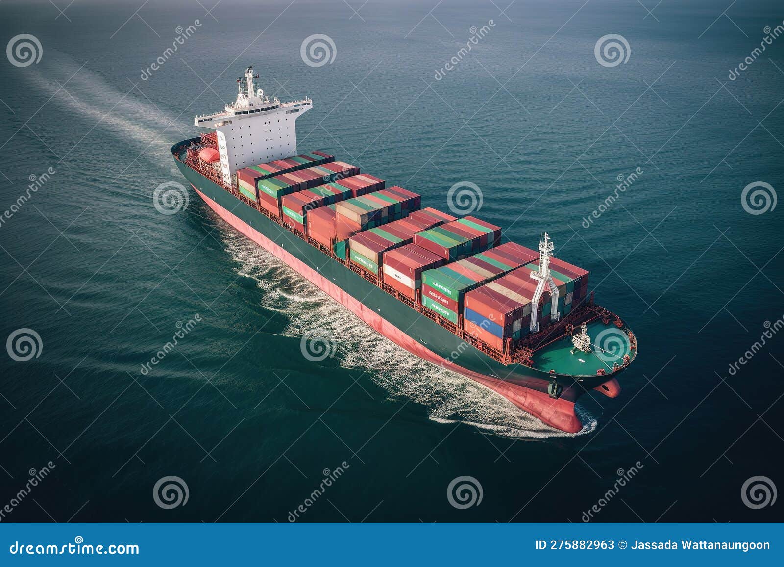 Aerial View of a Large, Heavy Loaded Container Cargo Ship .. Stock ...