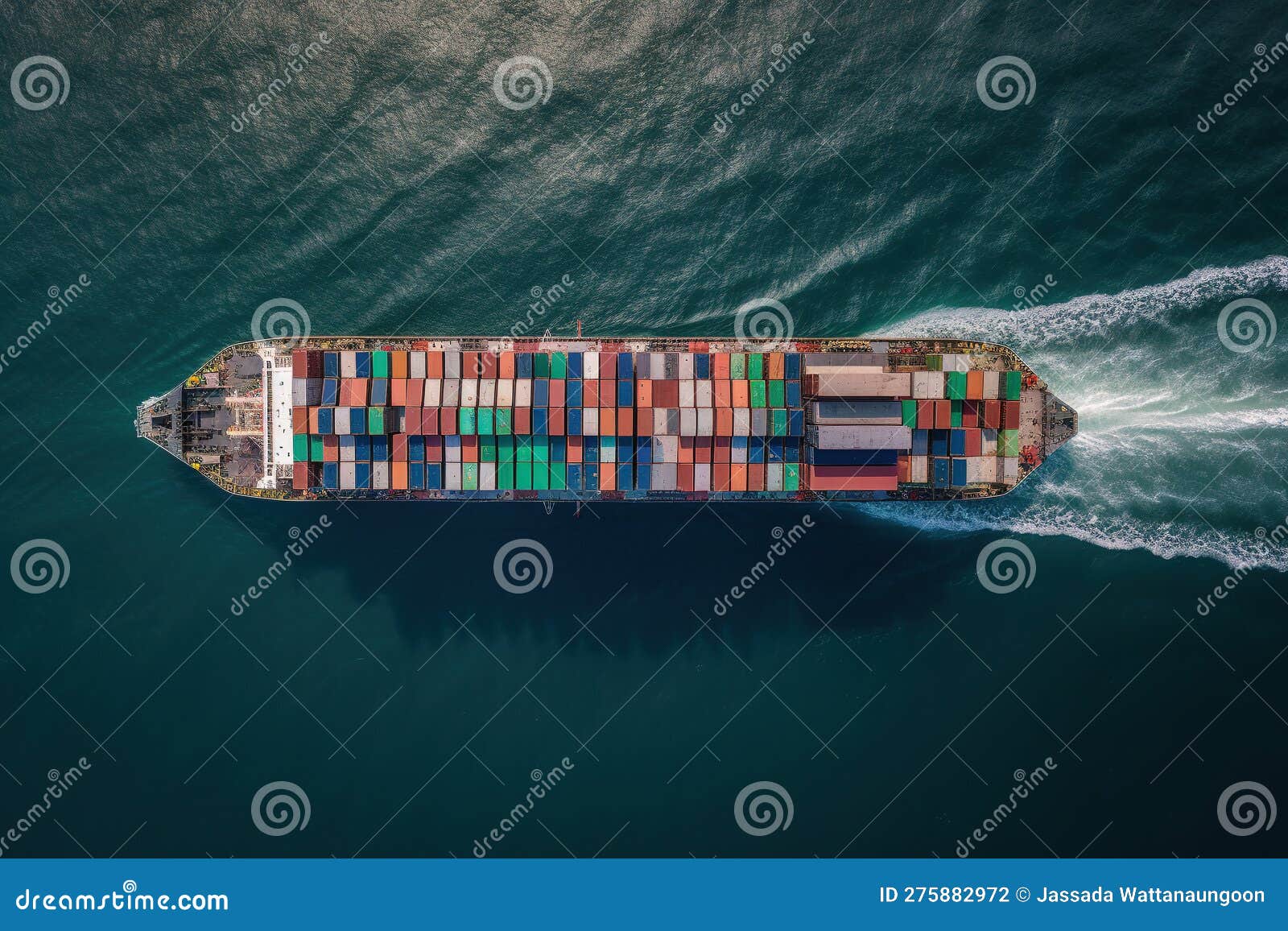 Aerial View of a Large, Heavy Loaded Container Cargo Ship .. Stock ...