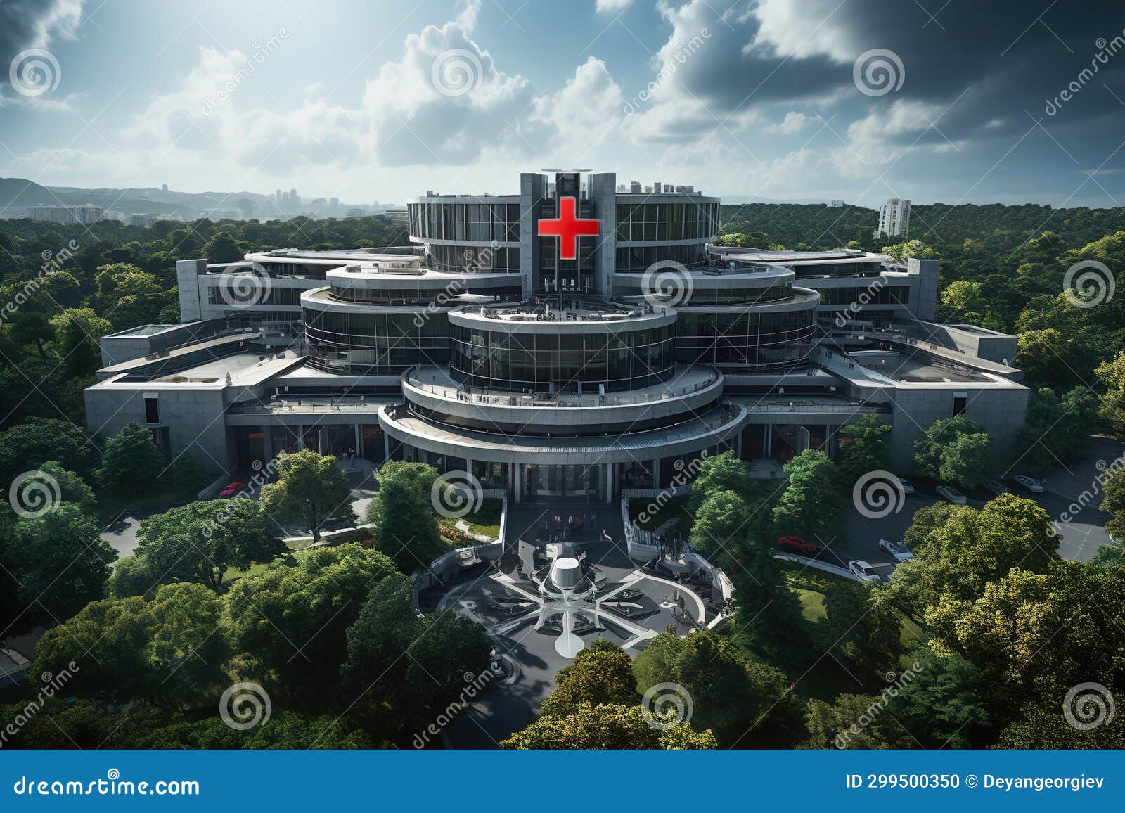 An Aerial View of a Large Hospital Building Surrounded by Trees ...