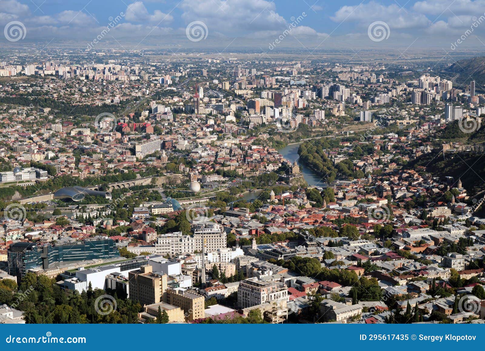 Aerial View of a Large Modern City with Skyscrapers and a River Stock ...
