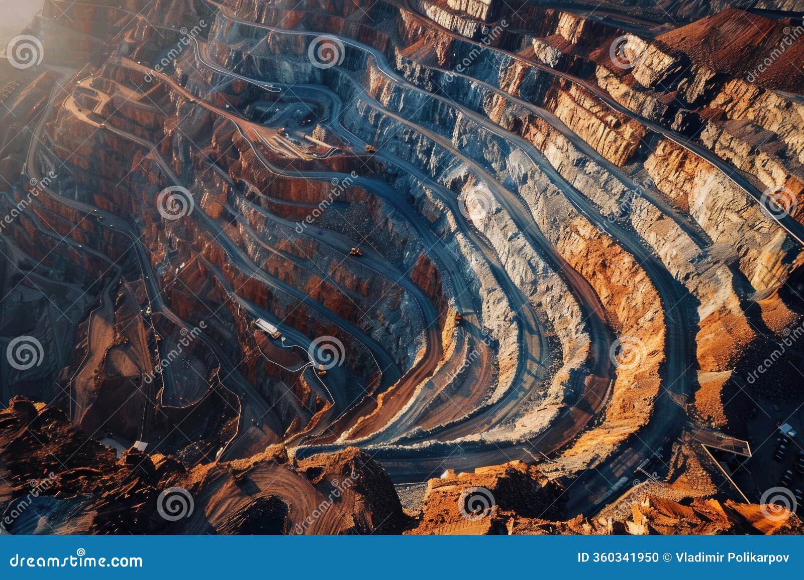Aerial View of a Large Open Pit Mine with Surrounding Landscape Stock ...