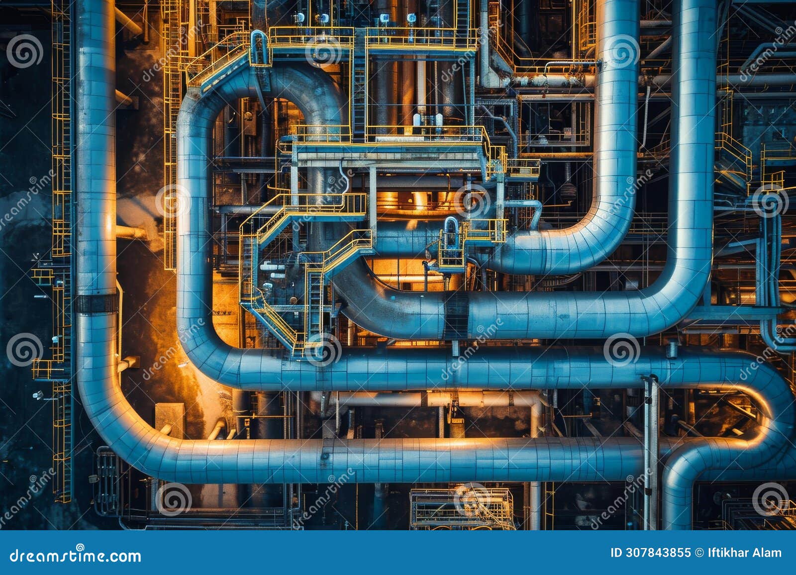 Aerial View of a Large Pipe System, Aerial View of an Intricate ...