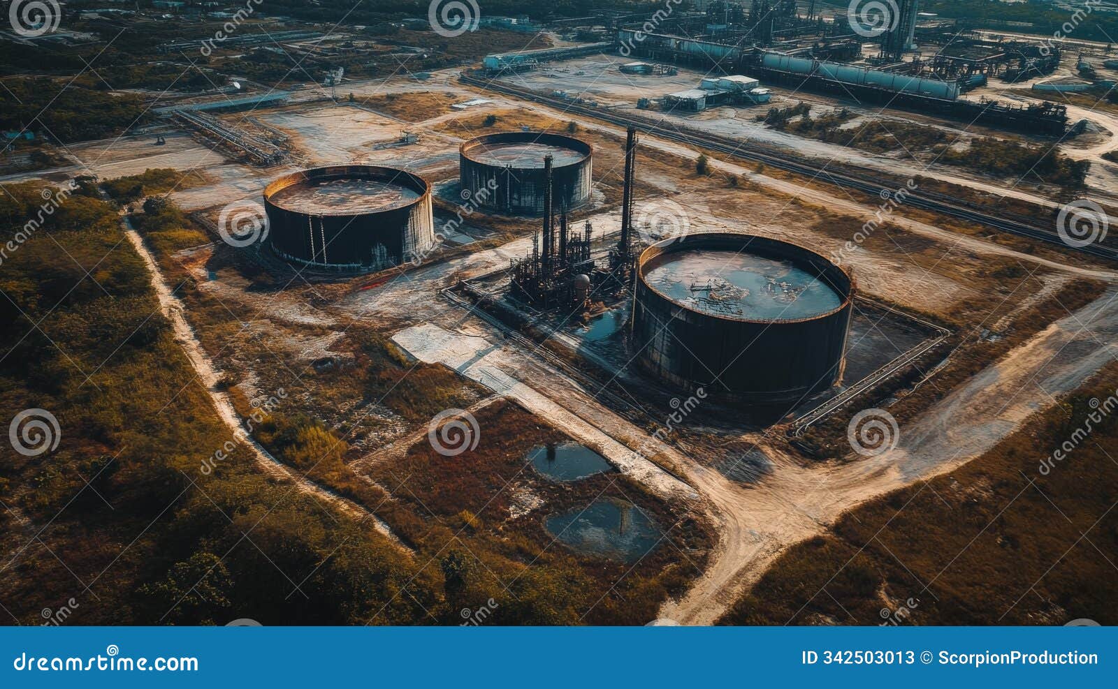 Aerial View of Large Storage Tanks at Industrial Complex Stock Image ...