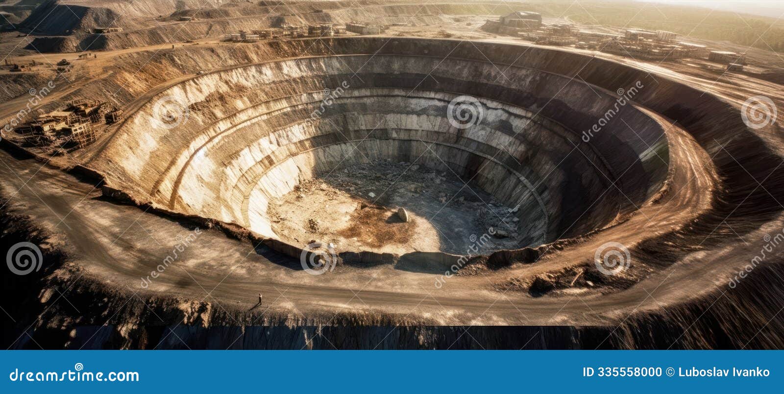 Aerial View of Large Surface Mine, Circular Hole in Ground - Natural ...