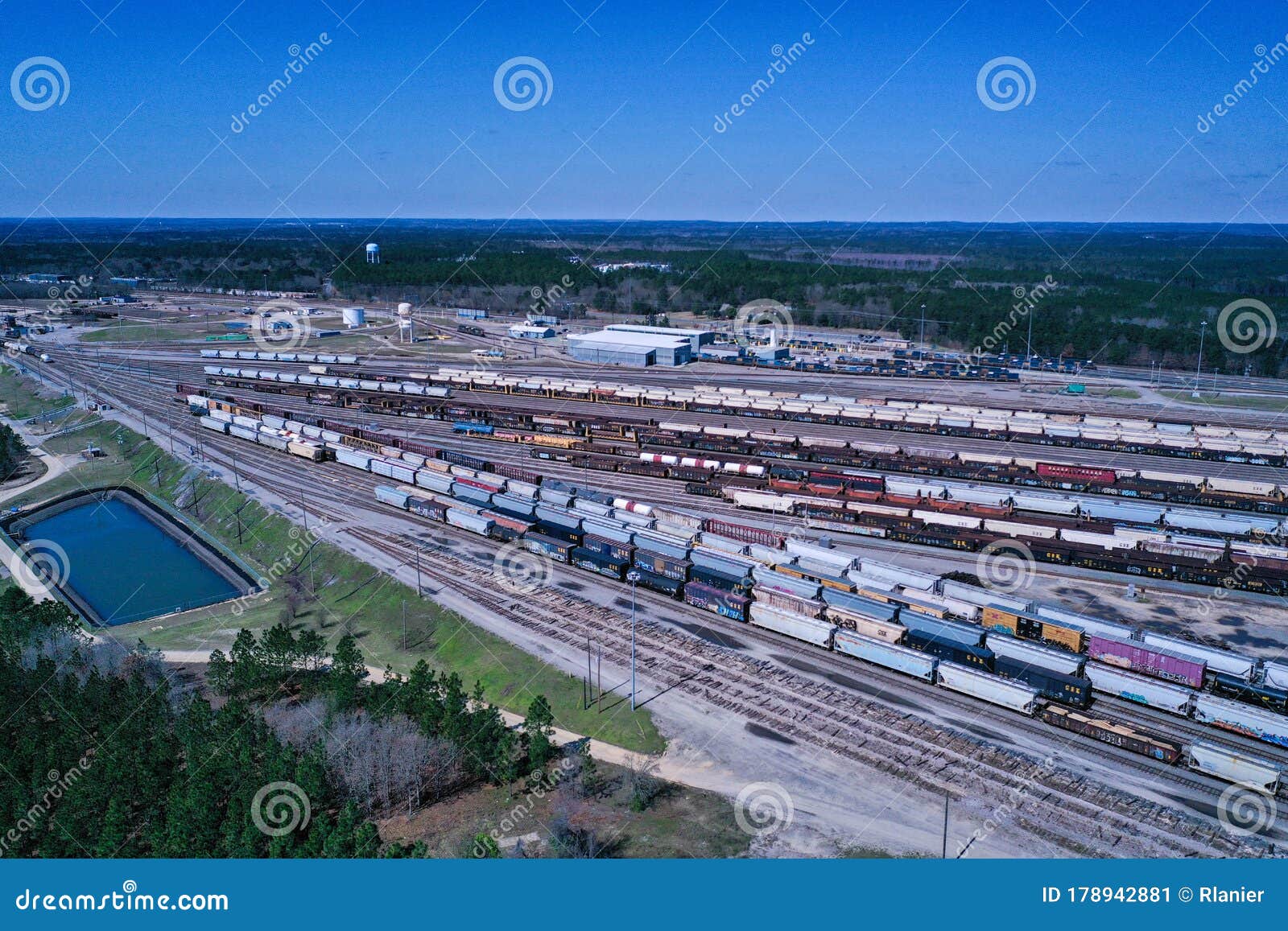 Aerial View of a Large Train Yard Stock Image - Image of traffic, north ...