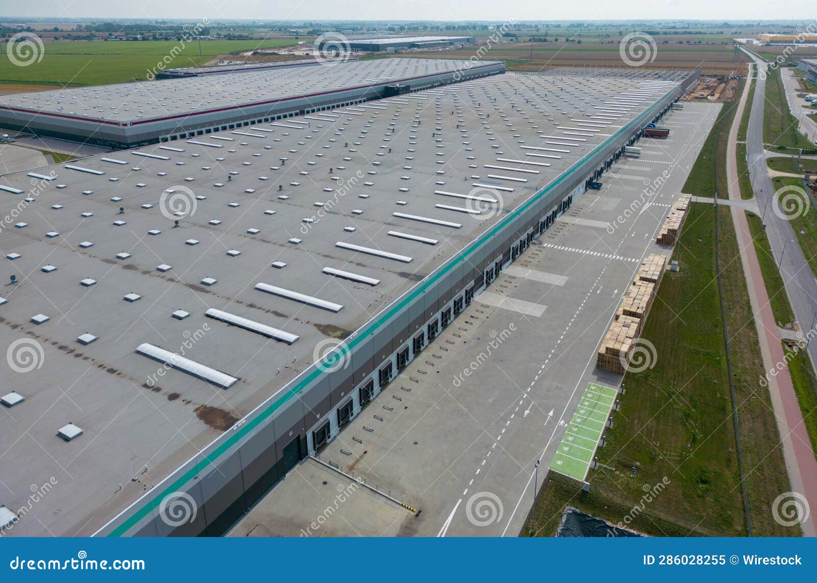 Aerial View of a Large Warehouse Complex in the Evening Stock Image ...