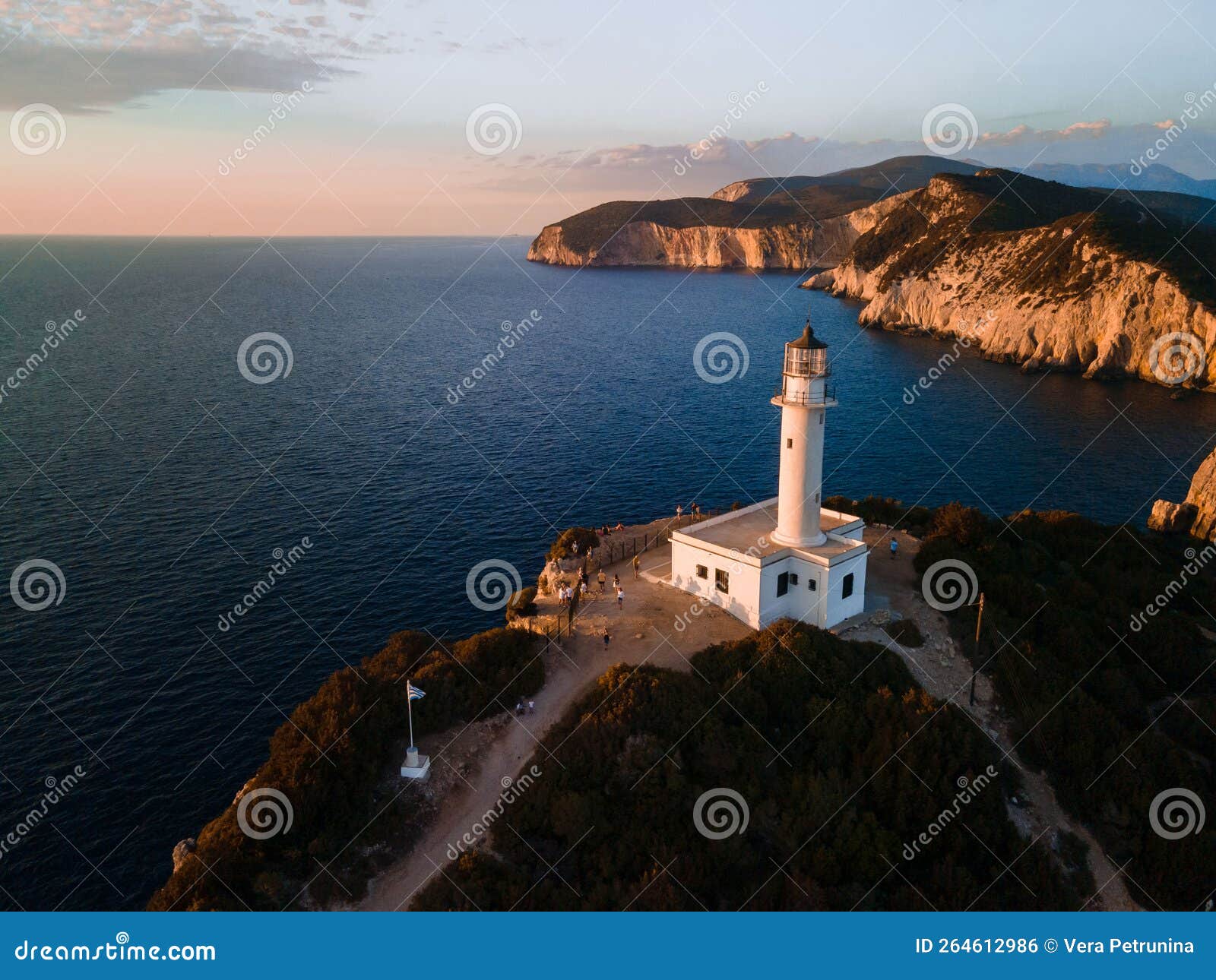 Aerial View of Lefkada Island Lighthouse at the Cliff Stock Photo ...
