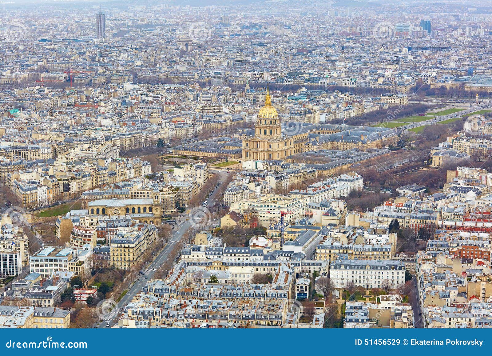 Aerial View of Les Invalides in Paris Stock Image - Image of martial ...