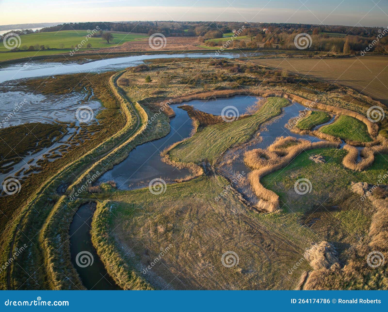 Aerial View of Levington Pond in Suffolk Stock Photo - Image of ...