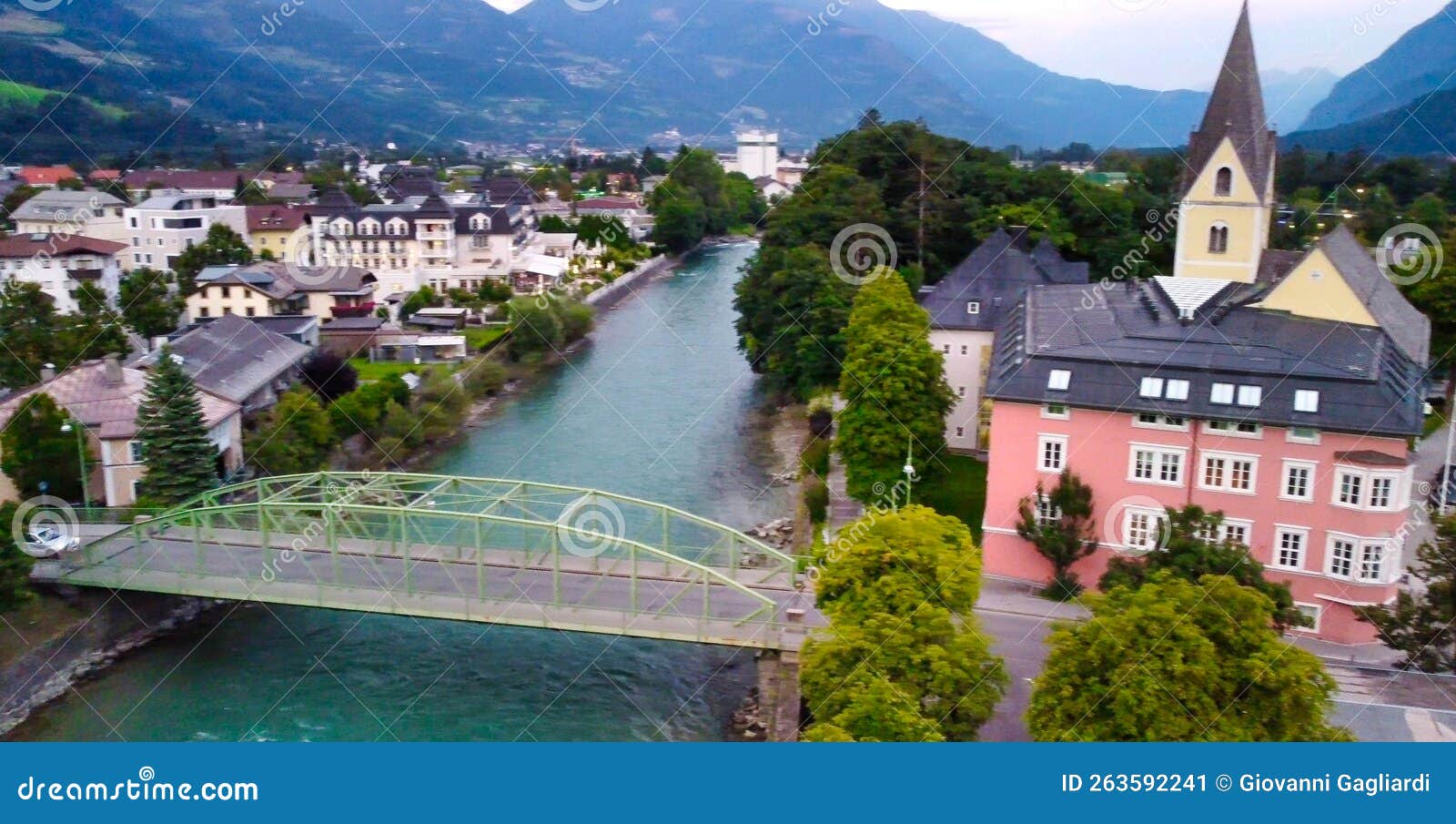 Aerial View of Lienz Skyline from a Drone at Night, Austria Editorial ...