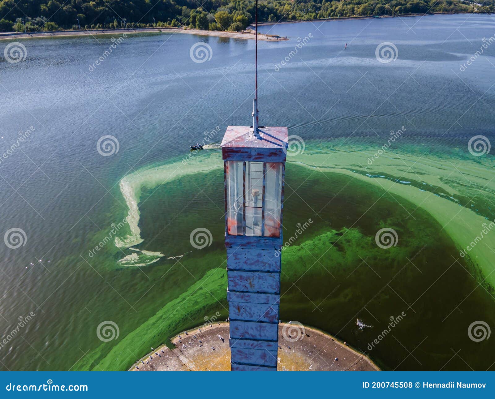 Aerial View of the Lighthouse Surrounded by Algal Bloom Stock Photo ... Aerial View of the Lighthouse Surrounded by Algal Bloom Stock Photo ...