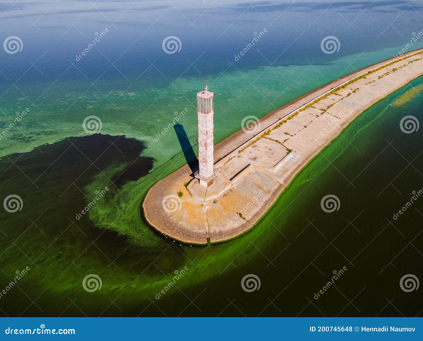 Aerial View of the Lighthouse Surrounded by Algal Bloom Stock Photo ... Aerial View of the Lighthouse Surrounded by Algal Bloom Stock Photo ...