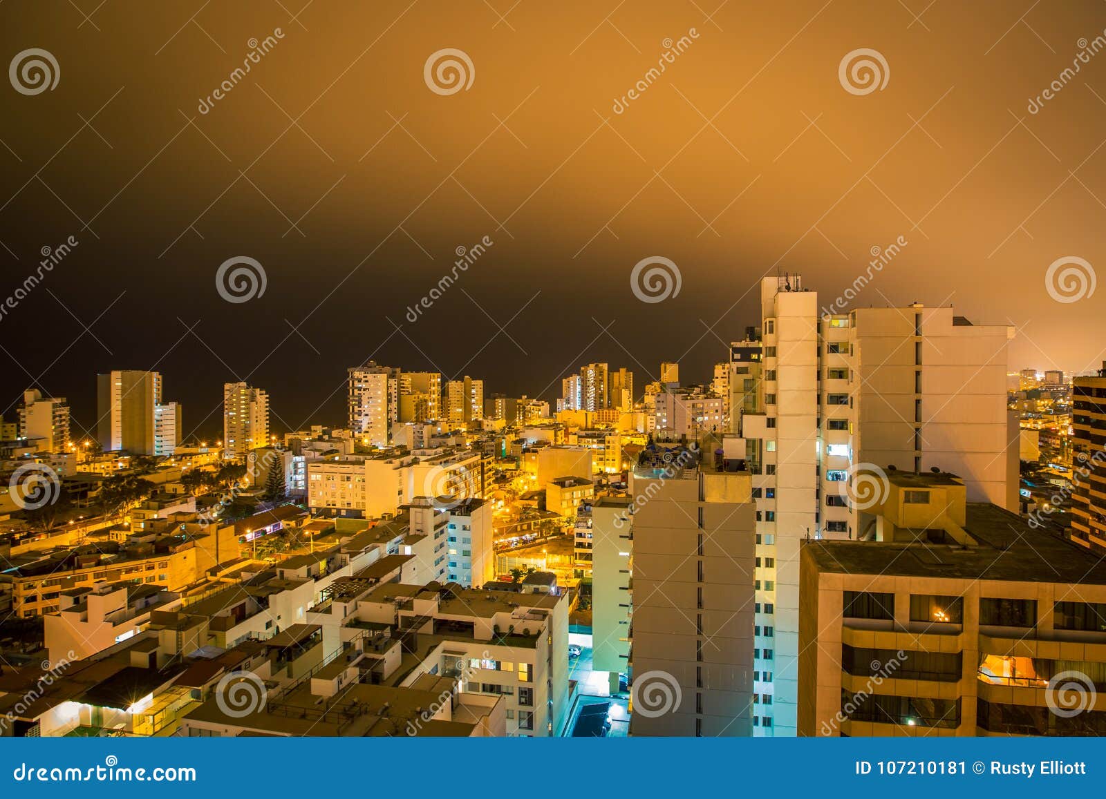 Aerial View of Lima at Night Stock Image - Image of skyline, street ...
