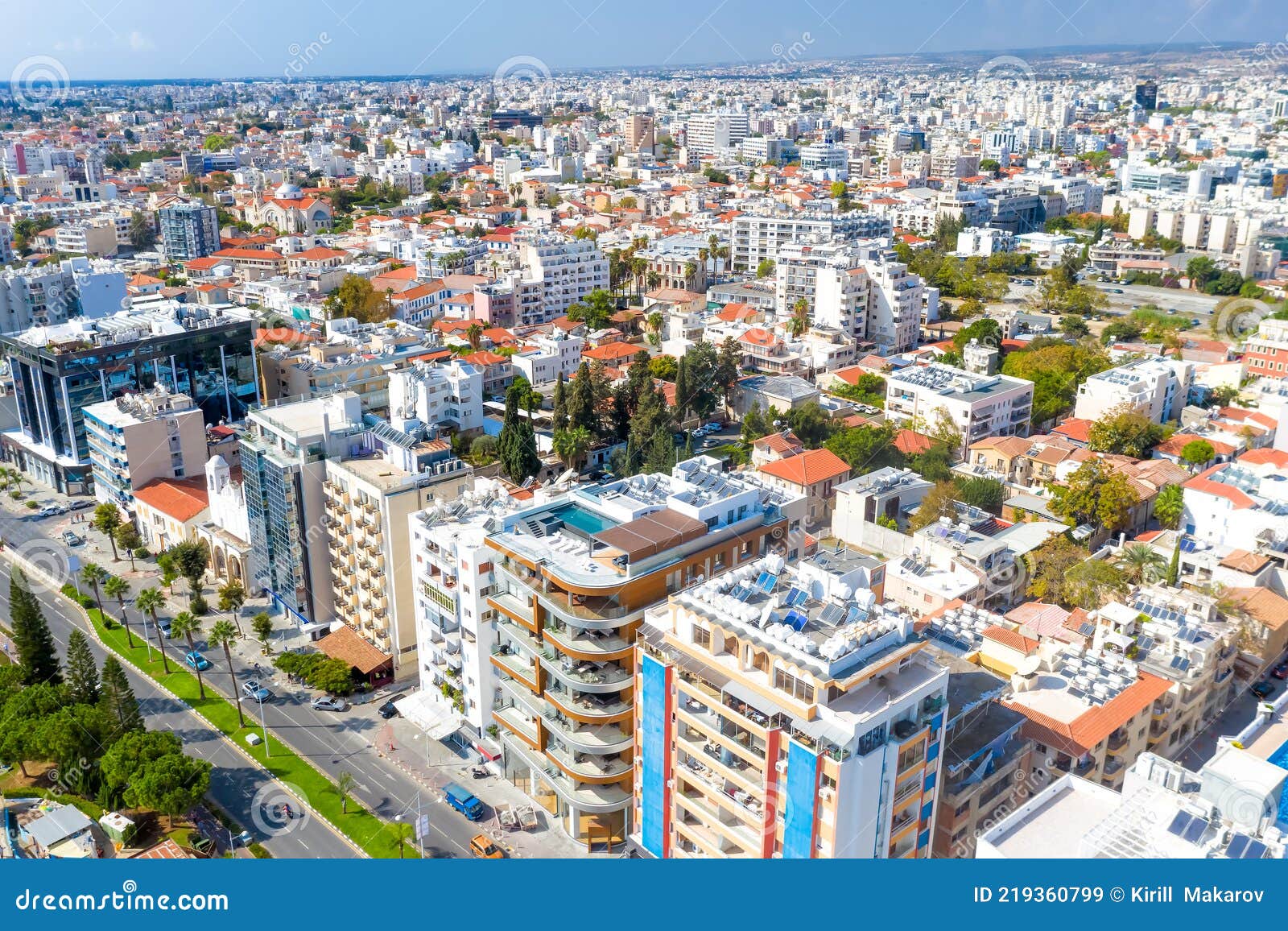 Aerial View of Limassol Centre Towards the Mountains Stock Image ...
