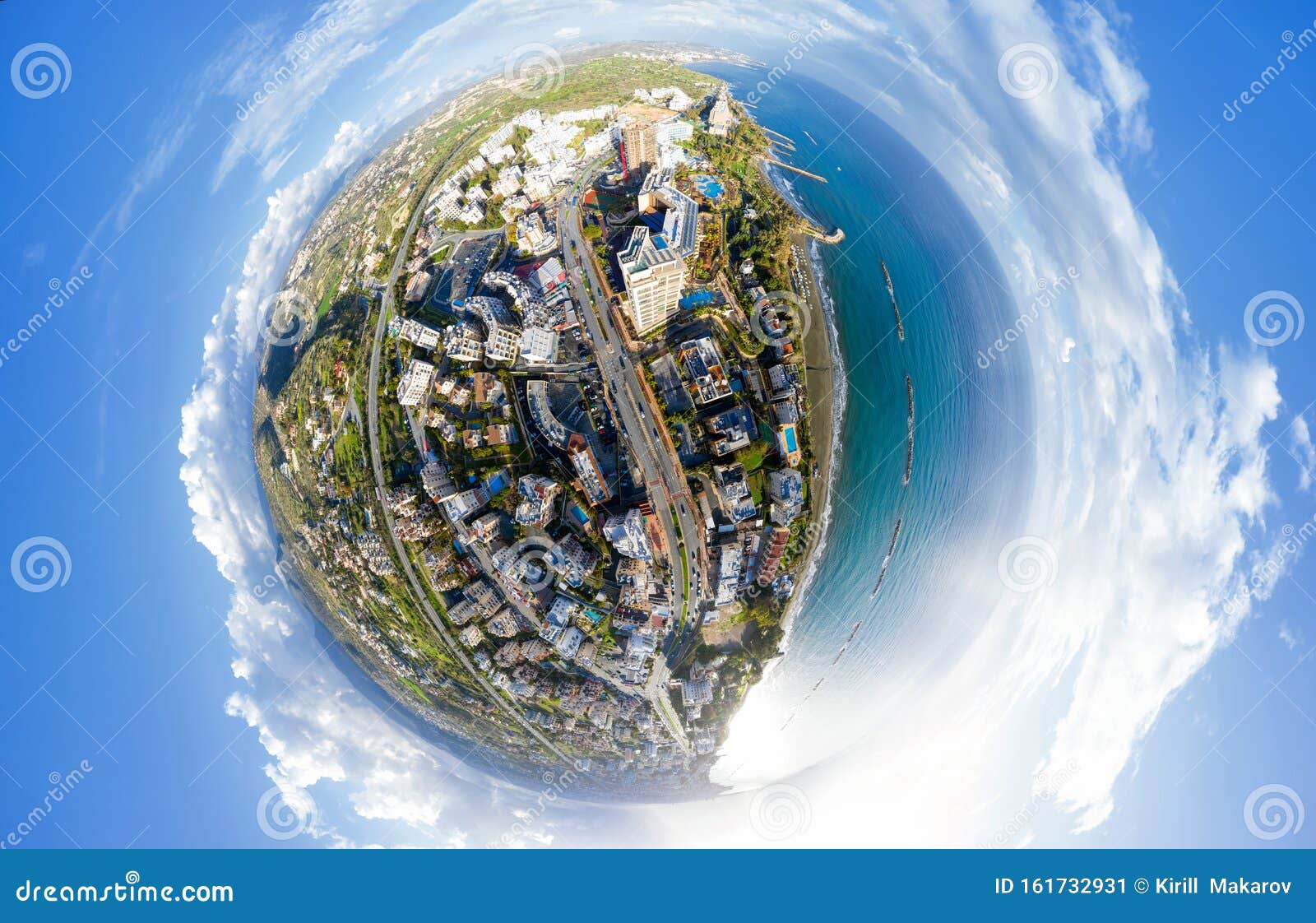 Aerial View of Limassol Downtown with Little Planet Effect Stock Image ...