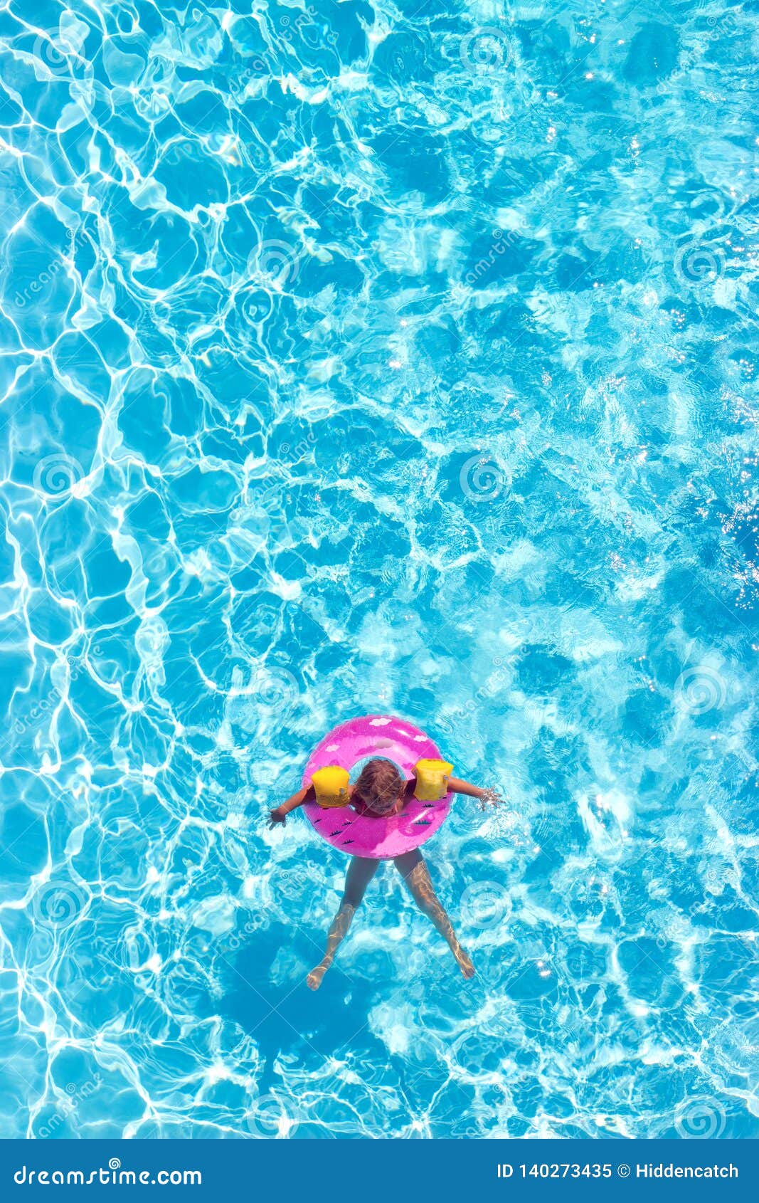 Aerial View of a Little Girl in the Pool Stock Image - Image of resort ...
