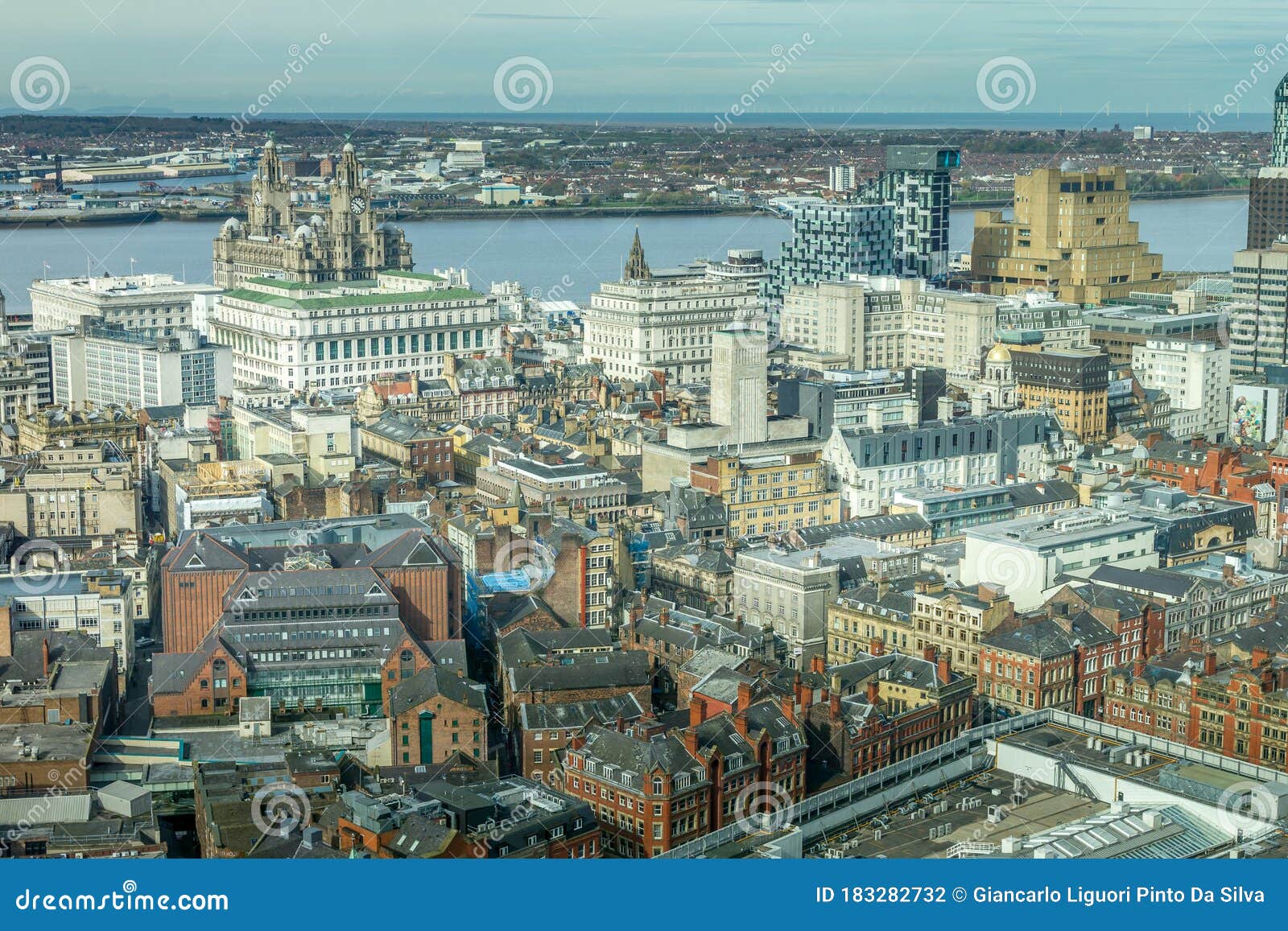 Aerial View of Liverpool, England Stock Photo - Image of pier, dock ...