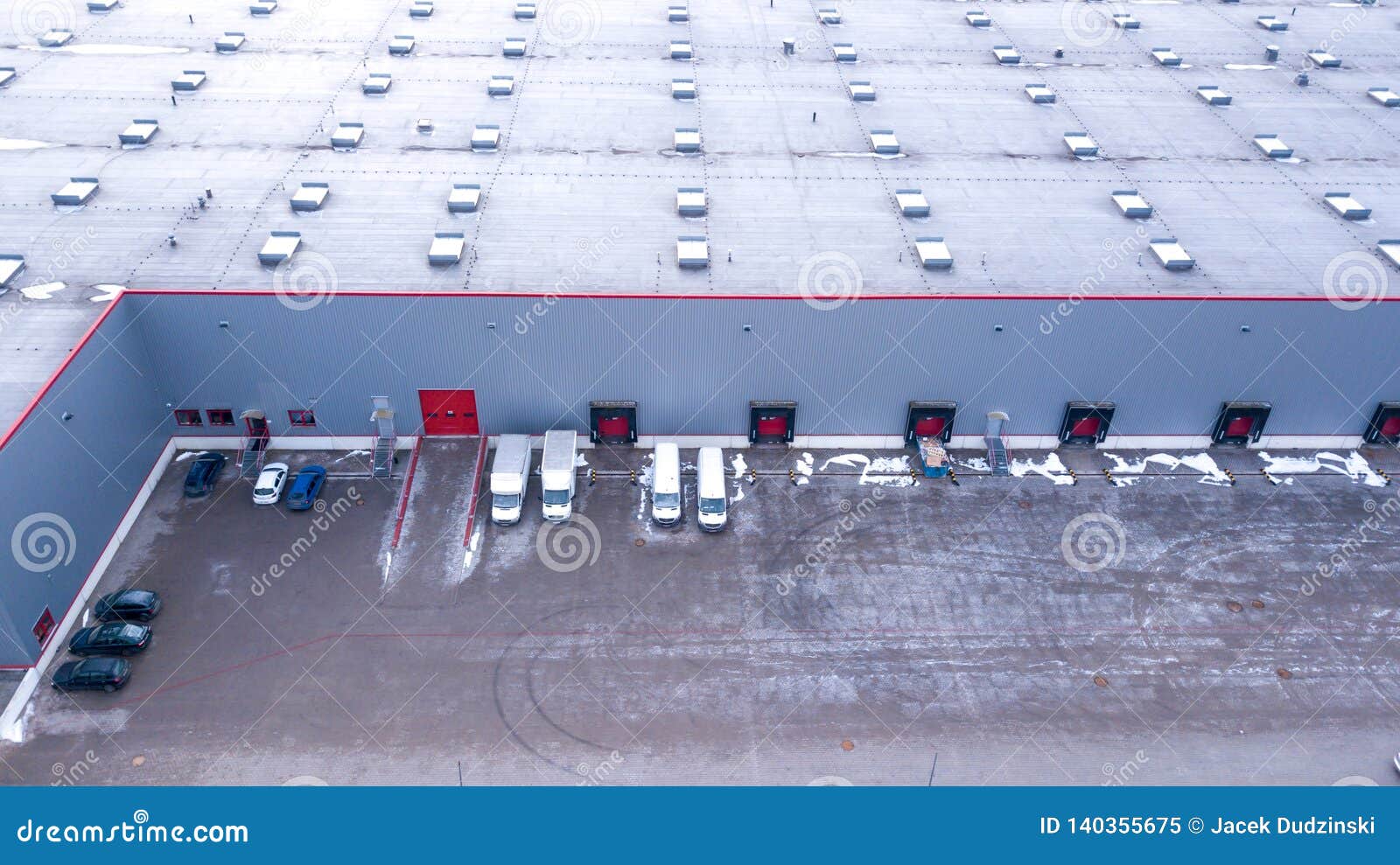 Aerial View on Loading Bays in Distribution Center. Aerial Stock Image ...