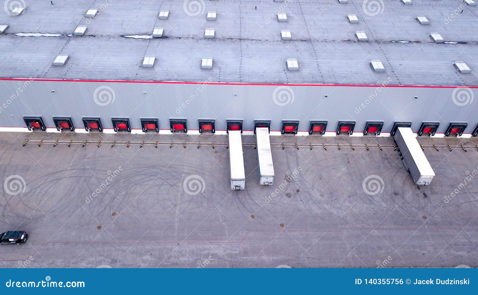 Aerial View on Loading Bays in Distribution Center. Aerial Stock Photo ...