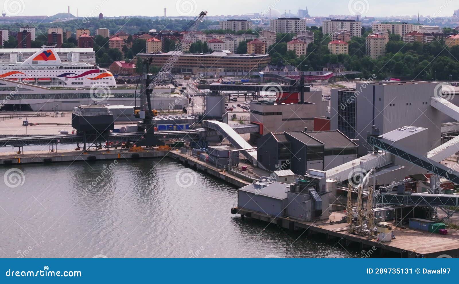 Aerial View of Logistic Facility in Harbour. Crane and Conveyor System ...