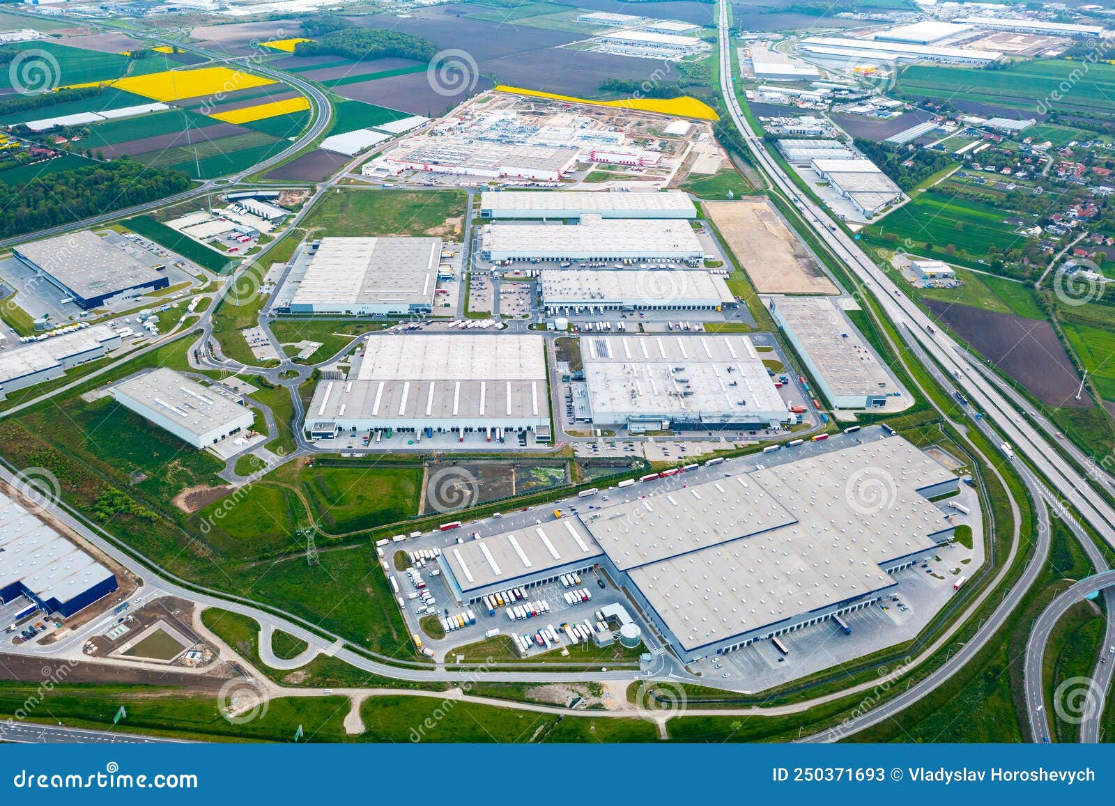 Aerial View of a Logistics Park with a Warehouse. Online Store ...