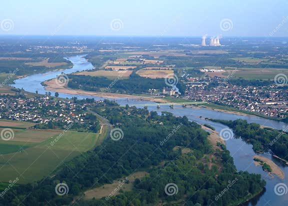 Aerial view of Loire river stock image. Image of view - 16387909