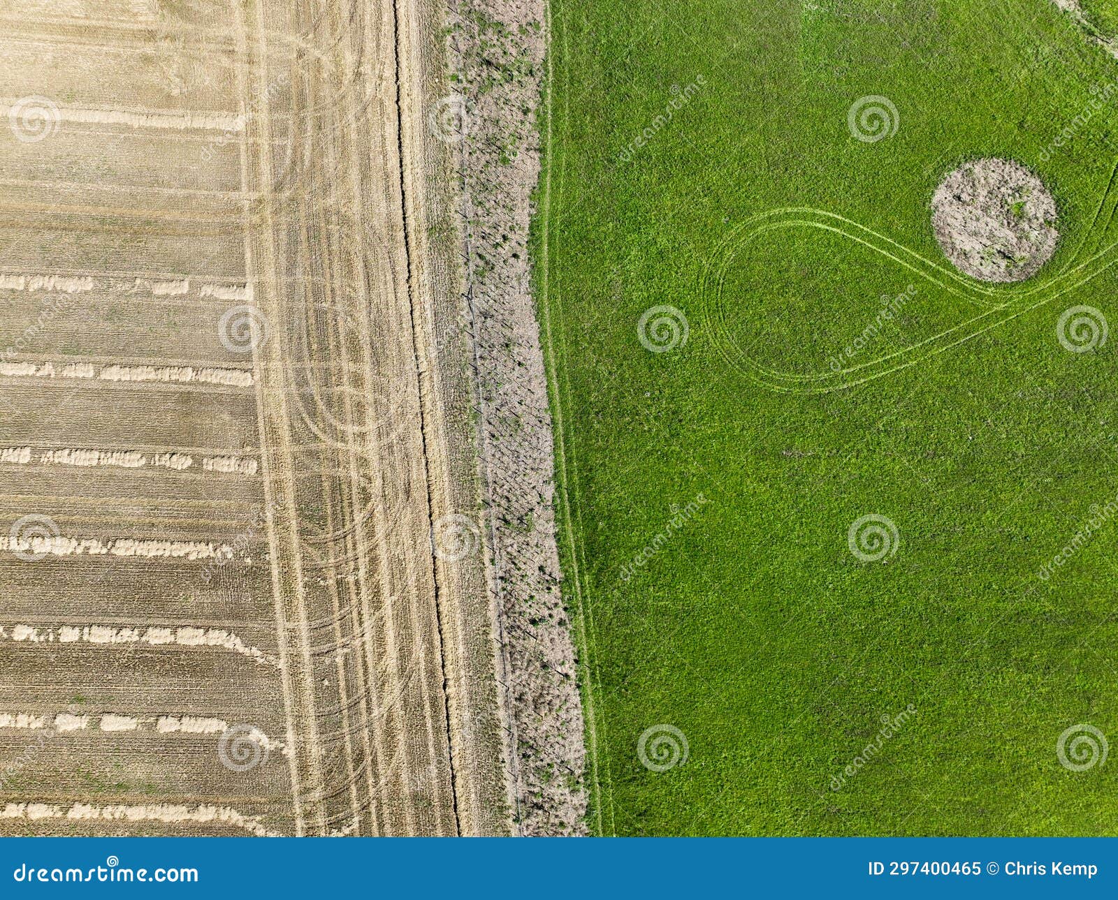 Aerial View Looking Directly Down on a Arable Field Stock Image - Image ...