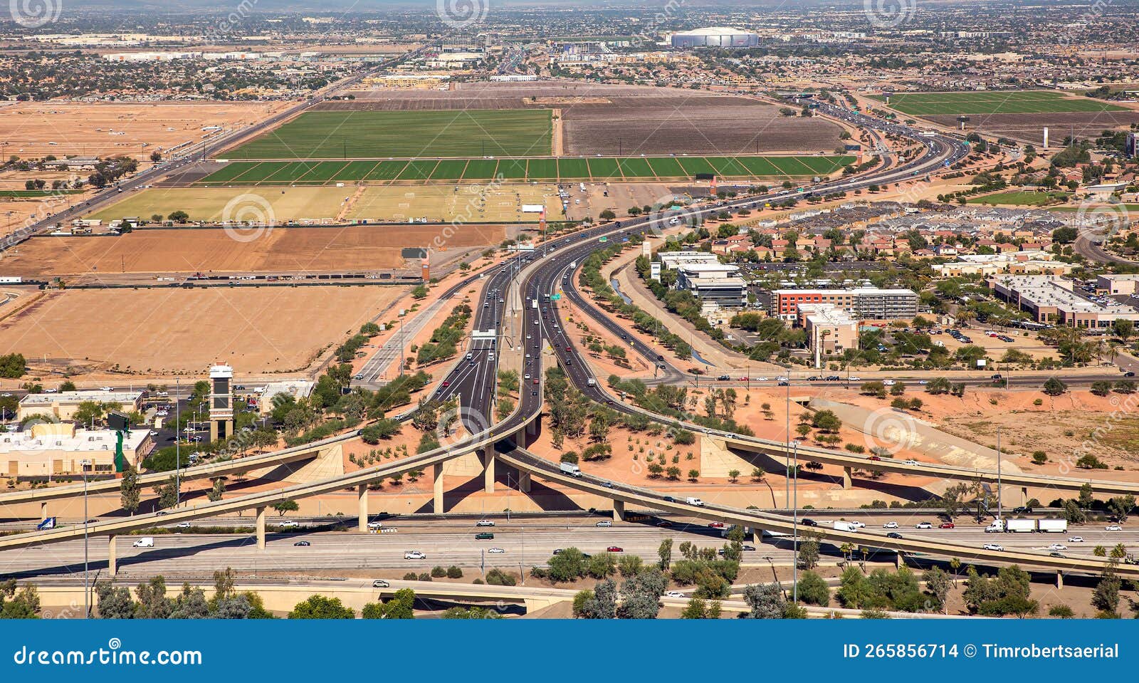 Interchange of the Loop 101 and Interstate 10, Aerial Lookng North ...
