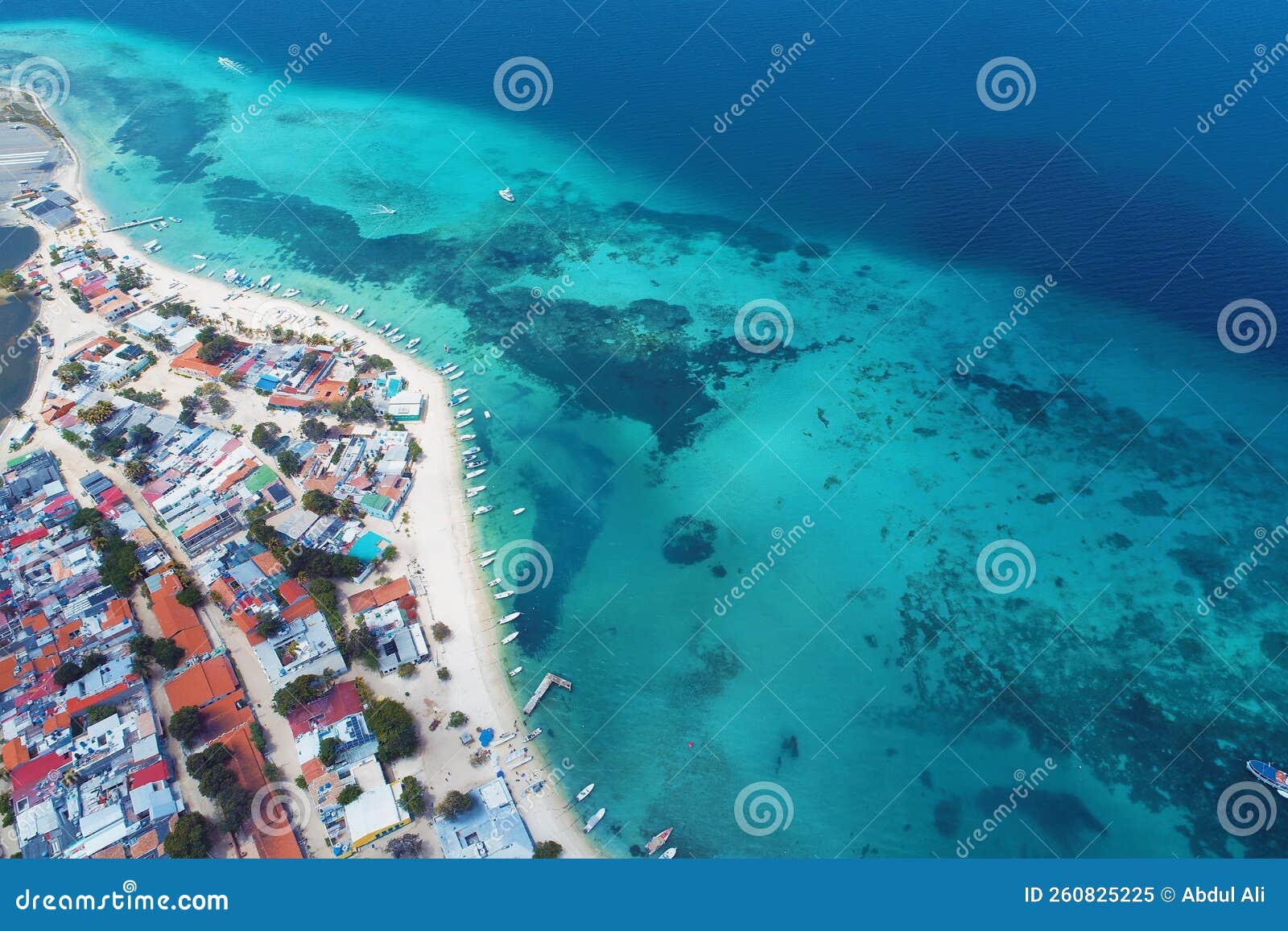 Aerial View of Los Roques Island and Beach Stock Image - Image of ocean ...