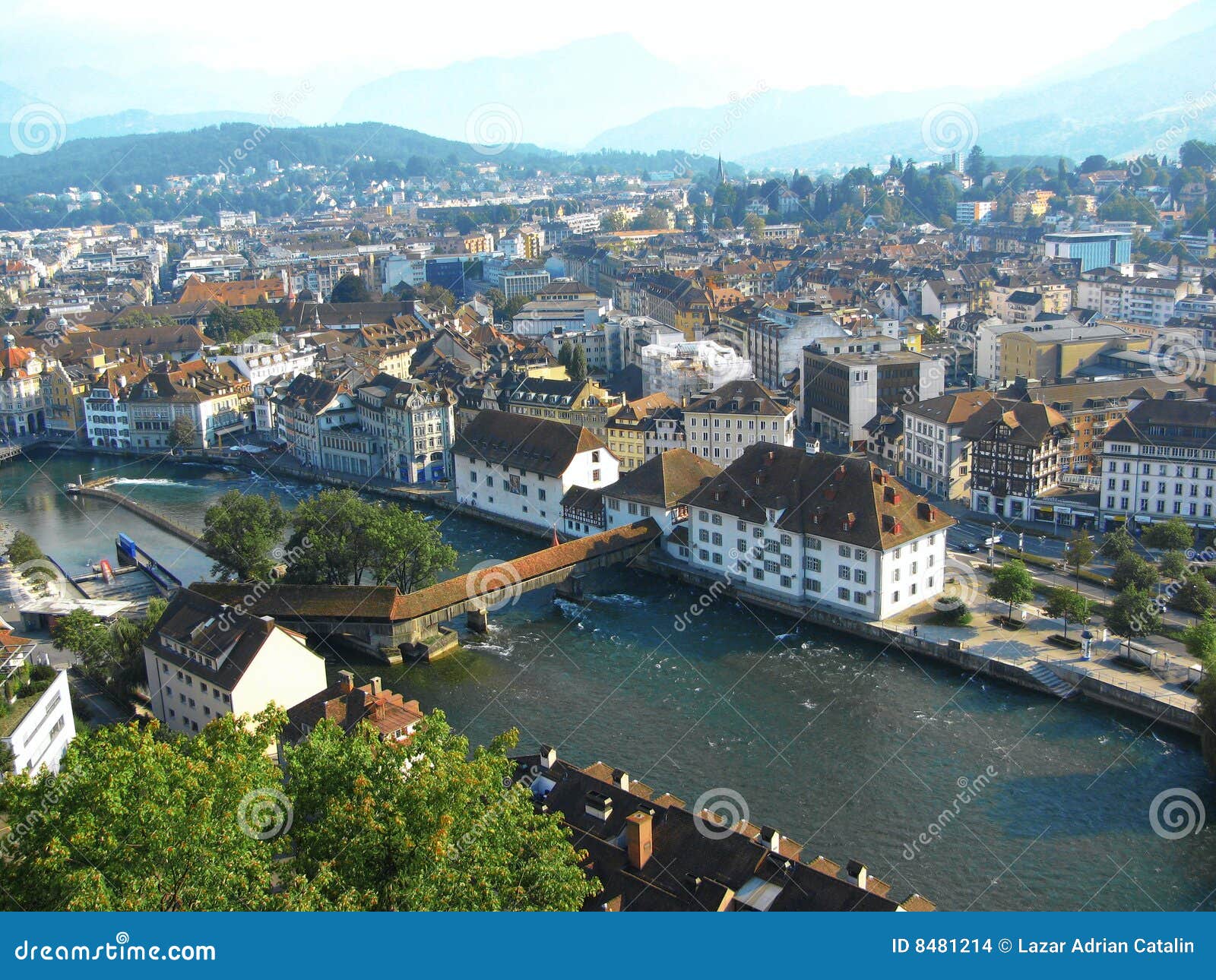 Aerial View of Lucerne, Switzerland Stock Photo - Image of lake, street ...